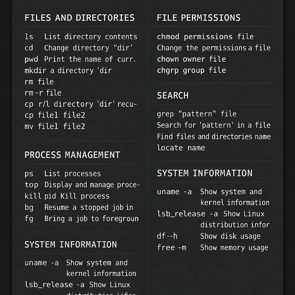 Ubuntu Linux Shell Commands quick reference